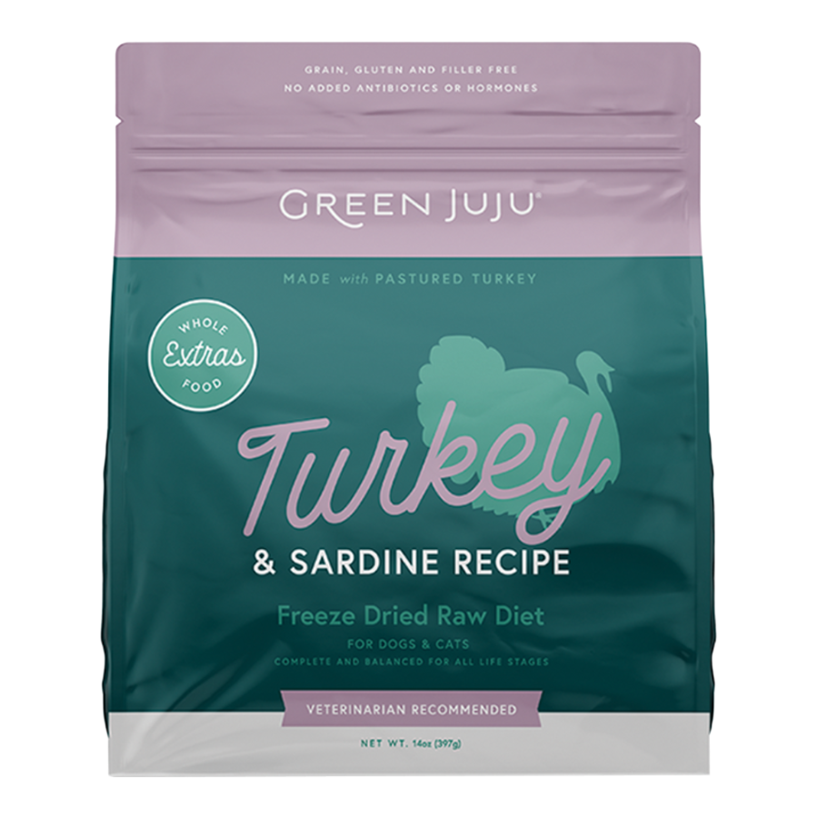 Green Juju Extras Freeze-Dried Raw Turkey & Sardine Recipe for Dogs ...